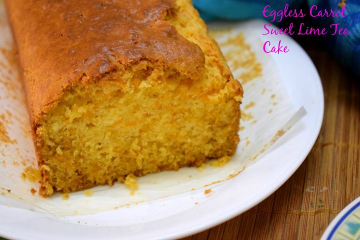 Eggless Carrot Mosambi Tea Cake