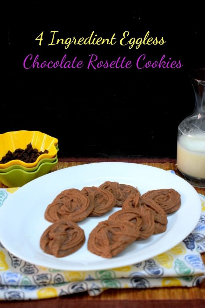 4 Ingredient Eggless Chocolate Rosette Cookies