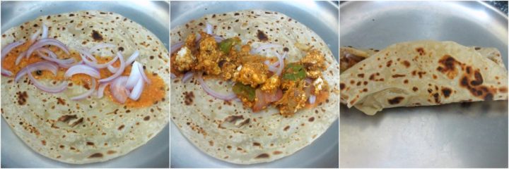 Paneer Tikka Parotta Wrap