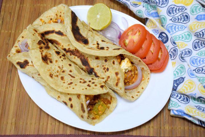 Paneer Tikka Parotta Wrap